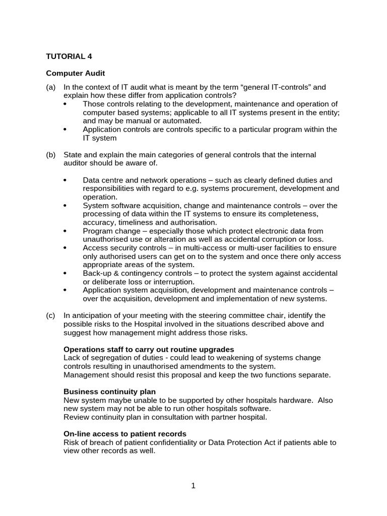 TUTORIAL 4 Suggested Solutions | PDF | Audit | Accounts Payable