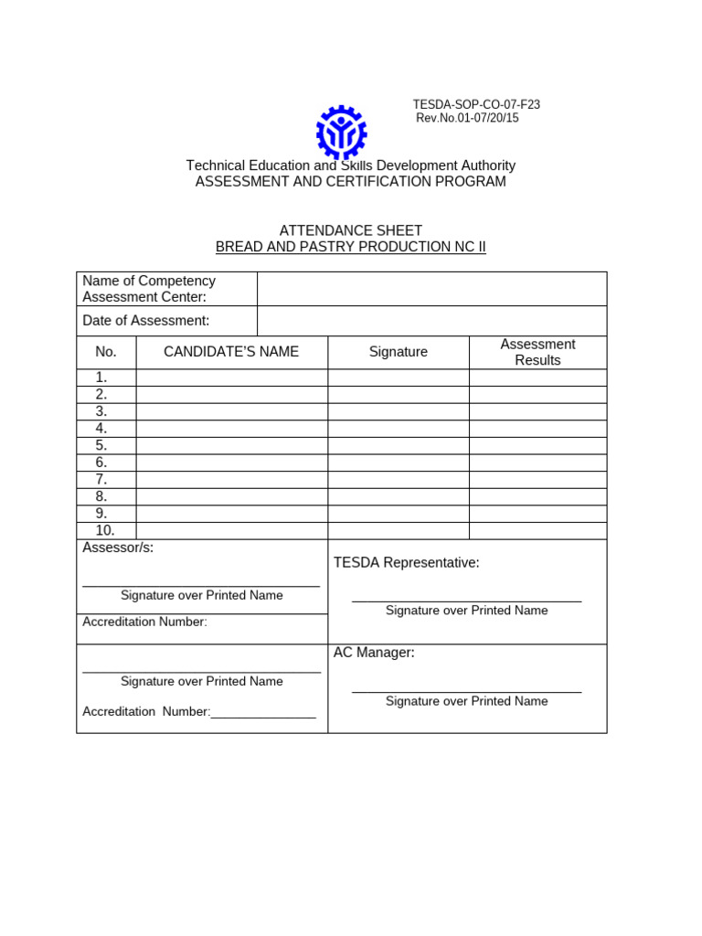 Attendance Sheet Assessment | PDF
