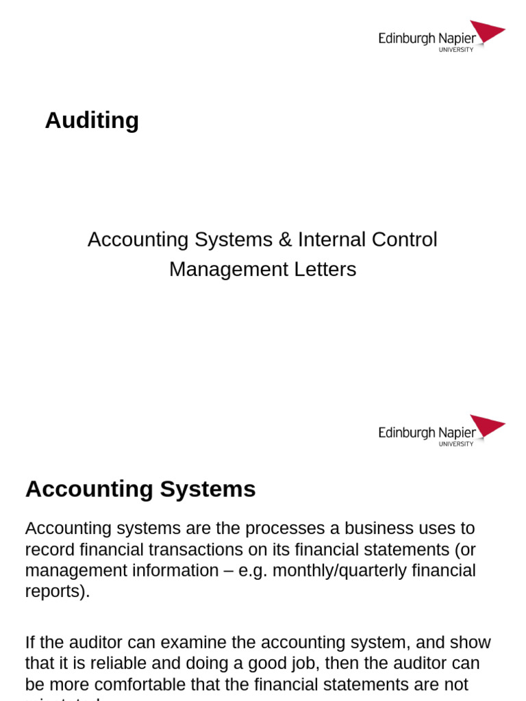Session 5 Accounting Systems Internal Control Student | PDF | Internal ...