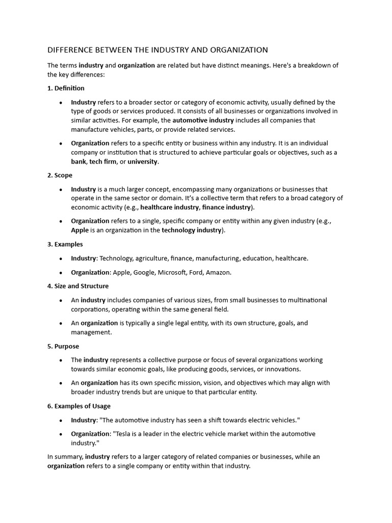 Difference Between The Industry and Organization | PDF | Microsoft ...