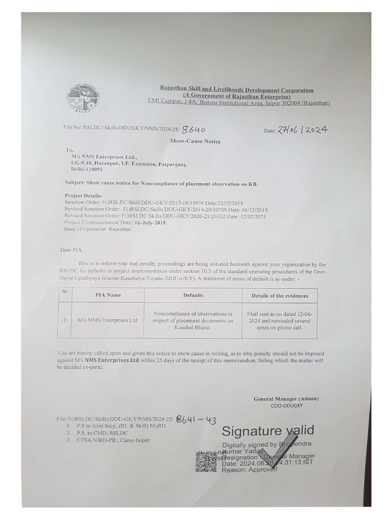 NMS Show Cause | PDF