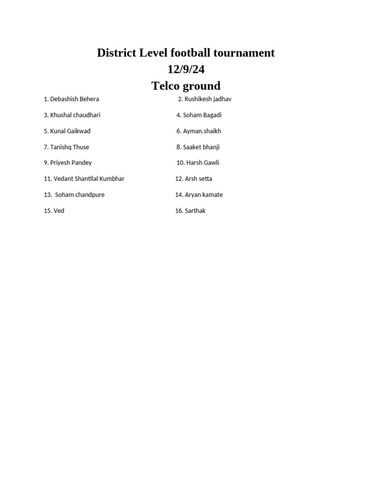 District Level Football Tournament | PDF