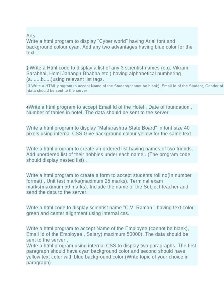 Arts 8th que | PDF | Html Element | Html