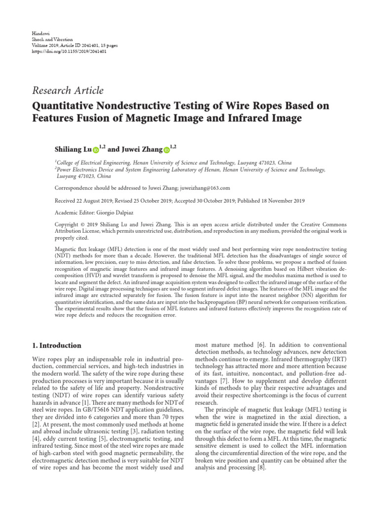 Quantitative Nondestructive Testing of Wire Ropes | PDF ...