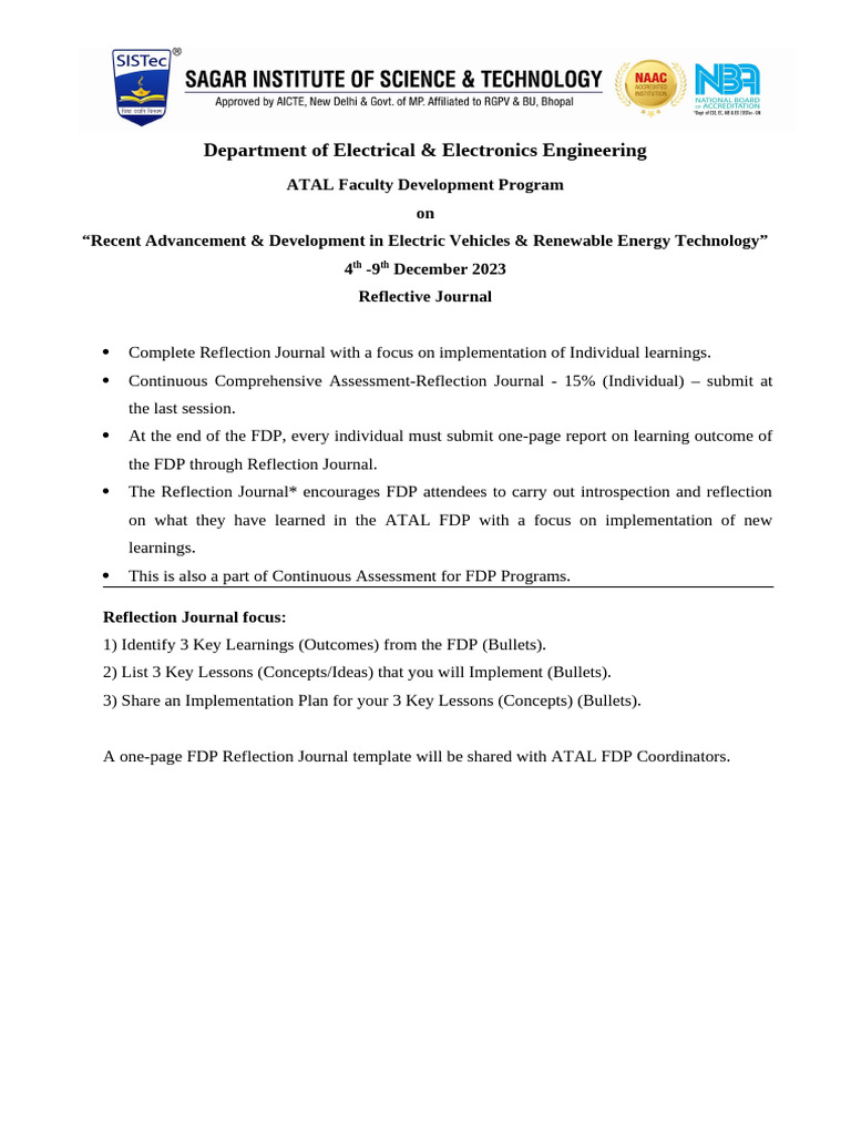 Reflective Journal for ATAL FDP 2023 | PDF