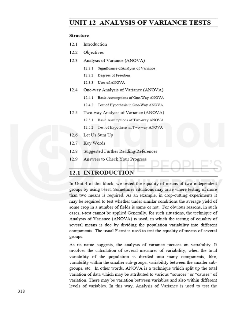 Unit-12 | PDF | Analysis Of Variance | Variance