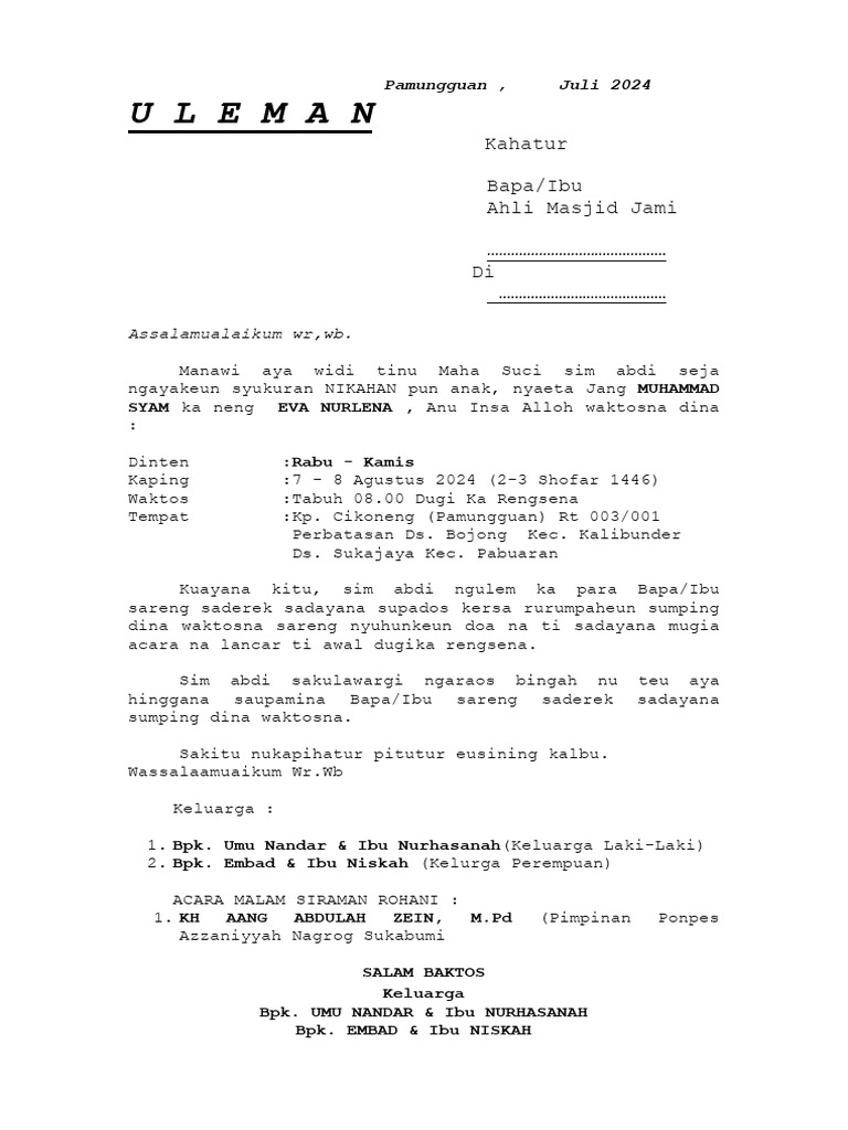 Undangan Hajatan | PDF