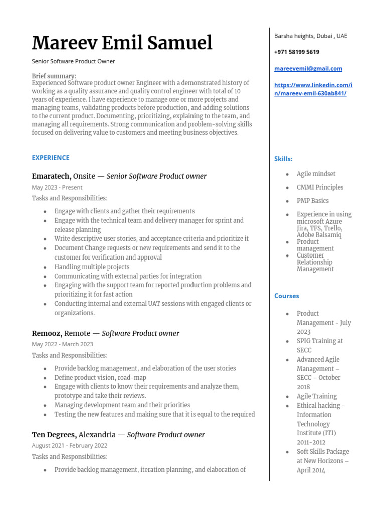 CV_Mareevemil_original | PDF | Scrum (Software Development) | Computing