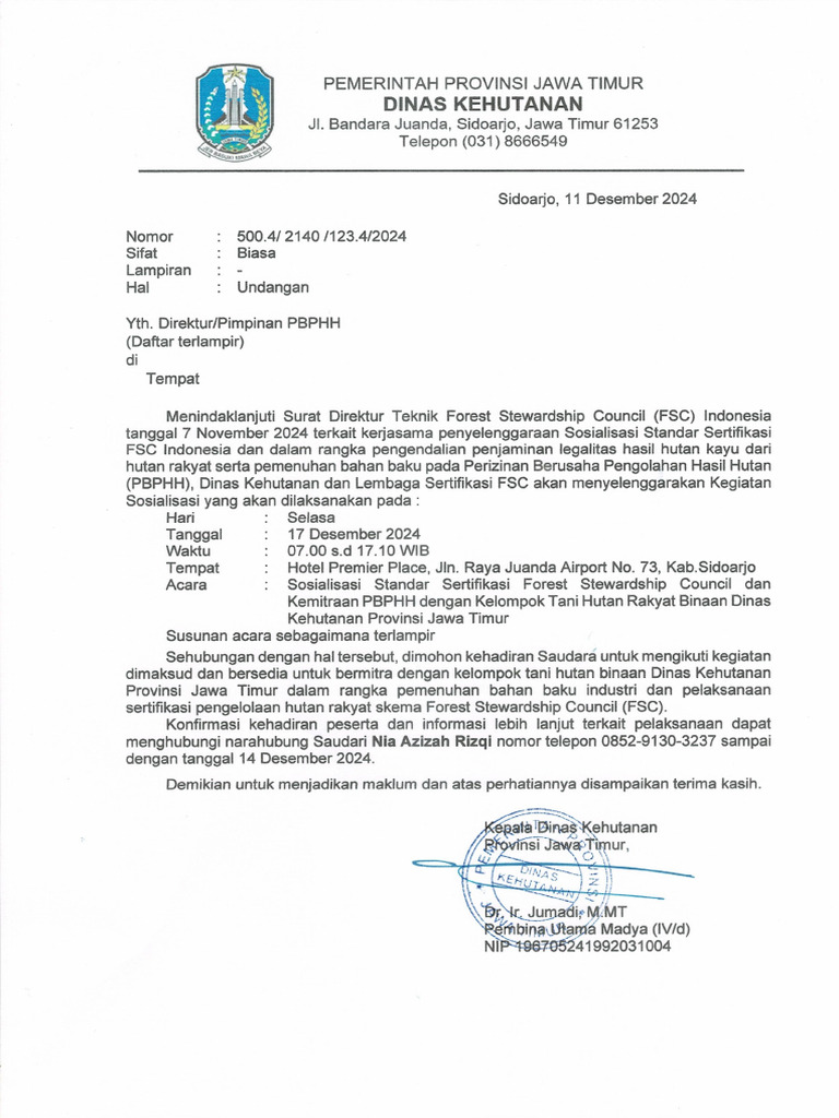 Contoh Surat Undangan Dinas | PDF