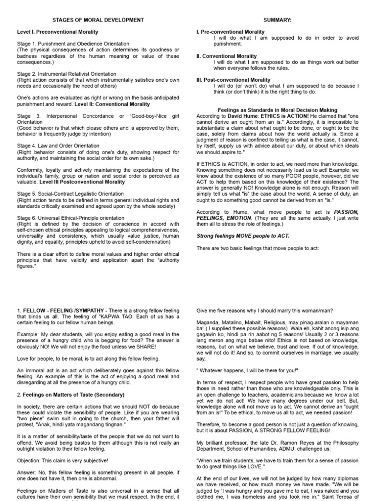 Stages of Moral Development | PDF | Morality | Psychology