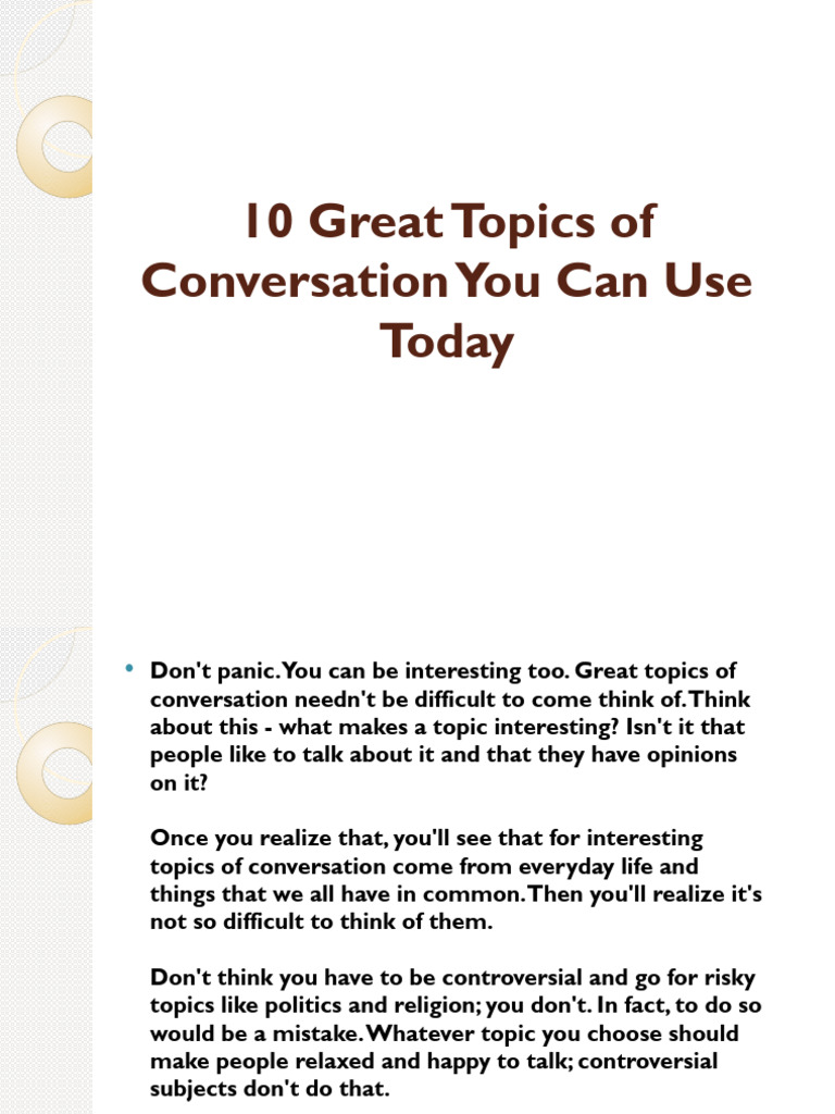10 Engaging Conversation Starters | PDF