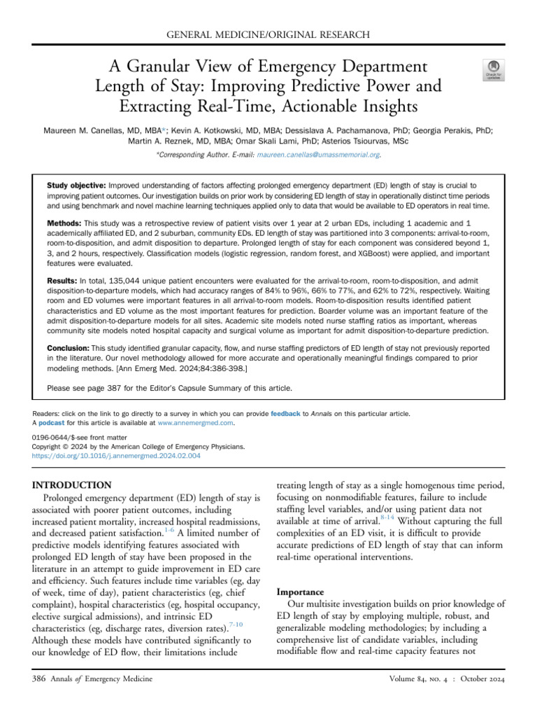 A Granular View of Emergency Department Length of | PDF | Emergency ...