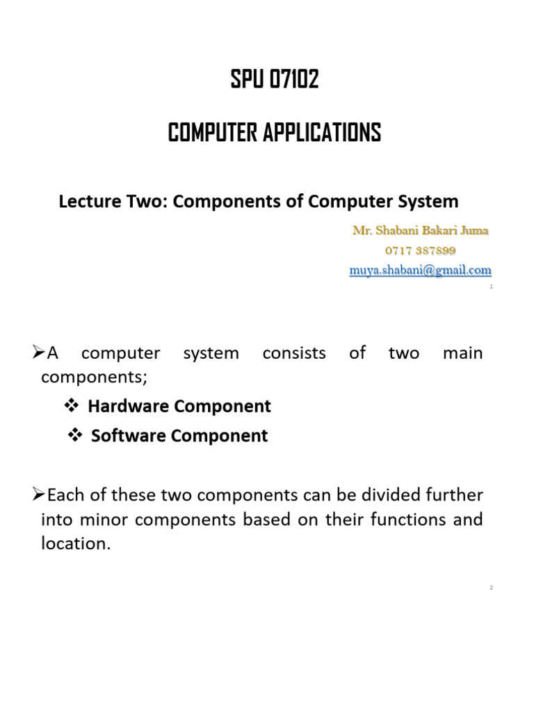 Spu 07102 Lecture Two-2 | PDF | Computer Data Storage | Computer Monitor
