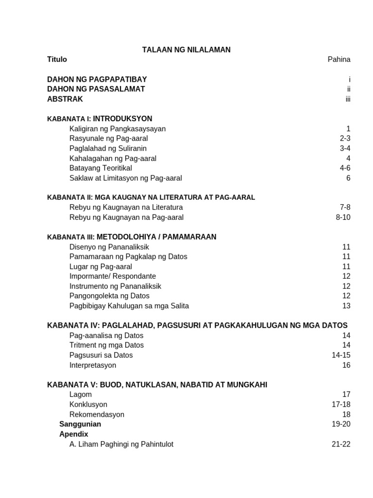 Talaan NG Nilalaman Cor 004 | PDF