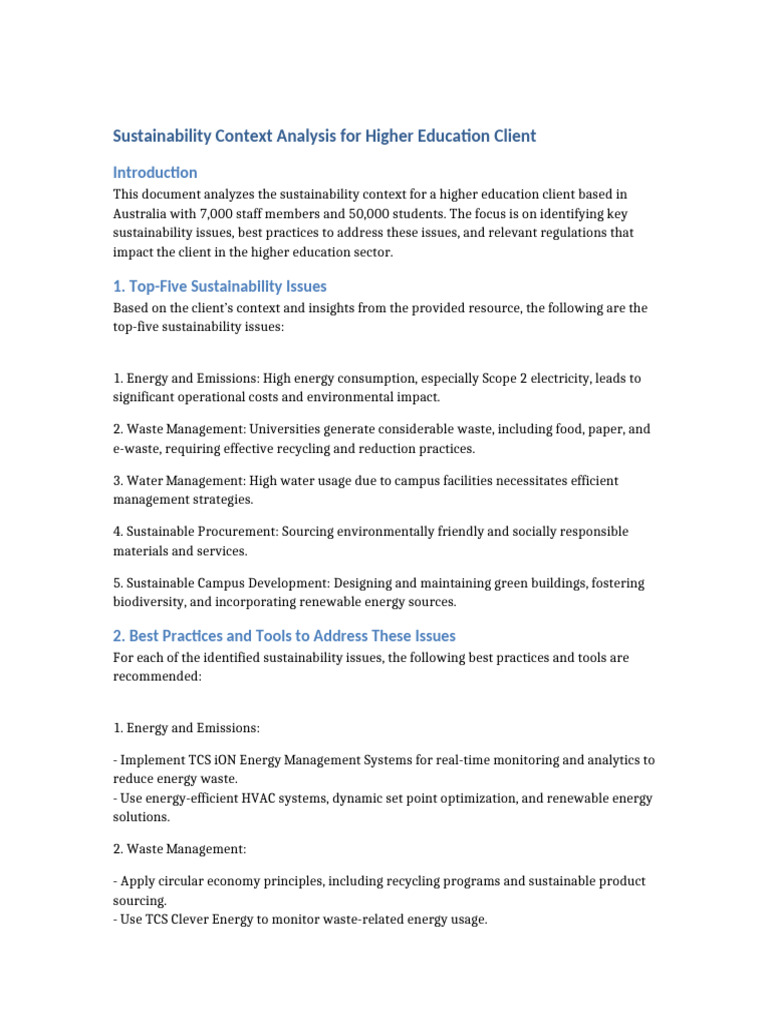 Sustainability Analysis for Higher Education | PDF | Sustainability ...