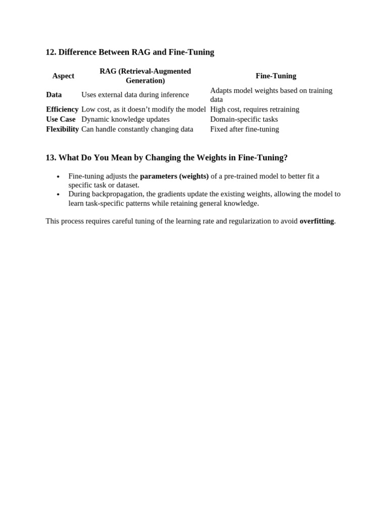 Difference Between RAG and Fine-Tuning | PDF