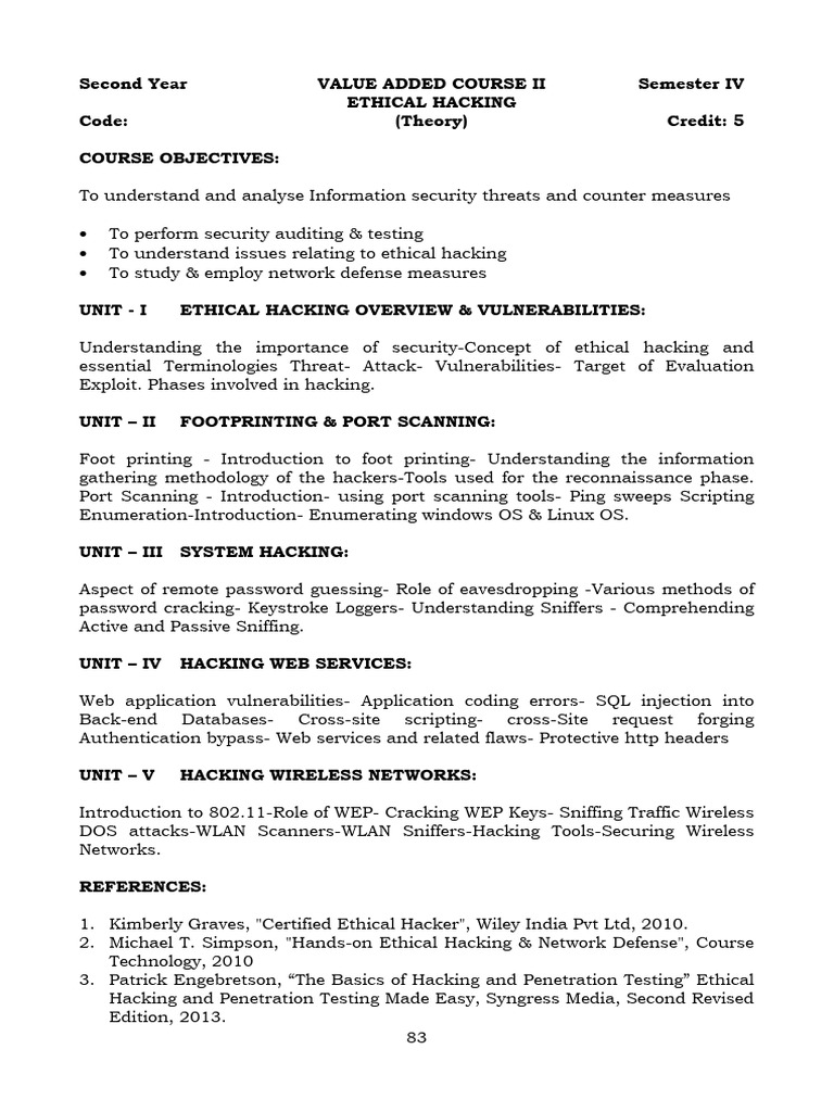 Ethical Hacking Pdf Security Hacker Penetration Test