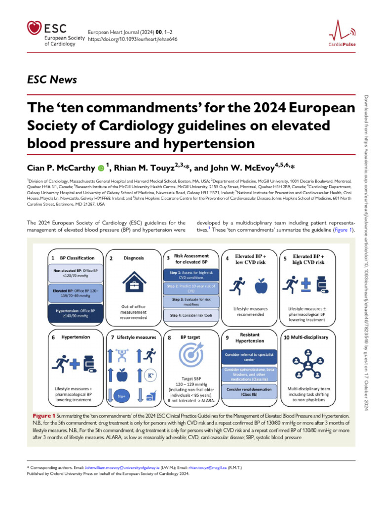 10 Estrategias para HAS ESC 2024 | PDF | Hypertension | Blood Pressure