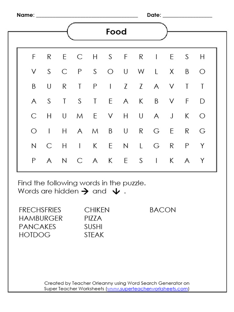 Food Word Search Puzzle | PDF | Word Search | Foods