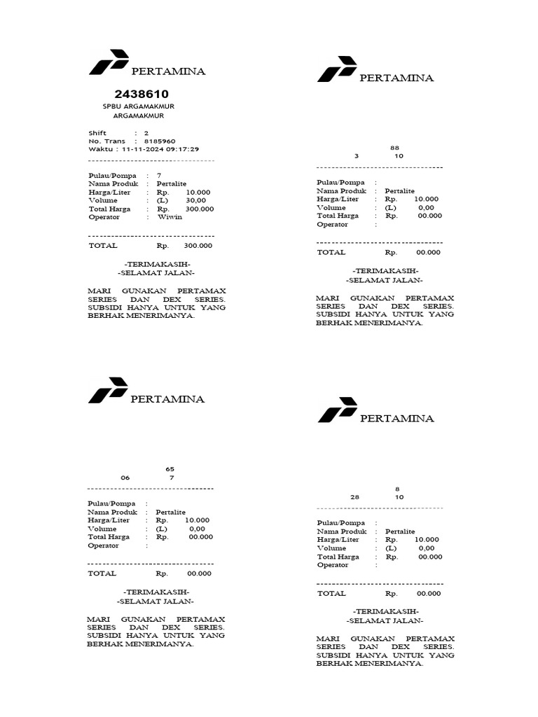 Struk Bensin Editan | PDF