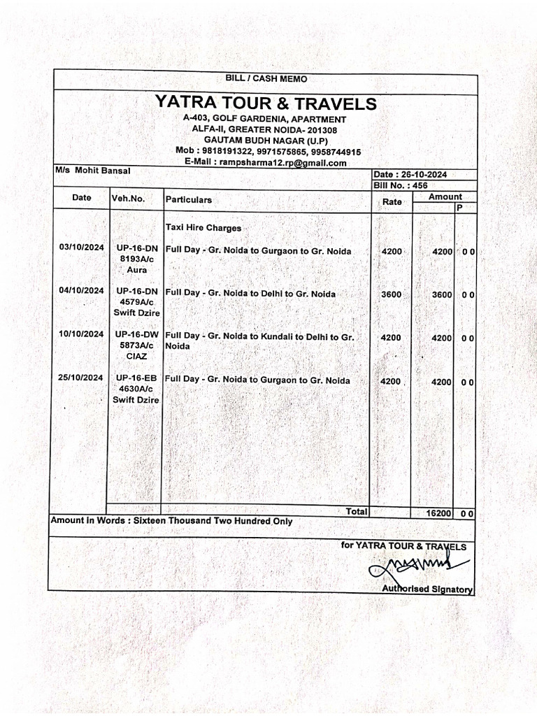 Taxi Bill 1 | PDF