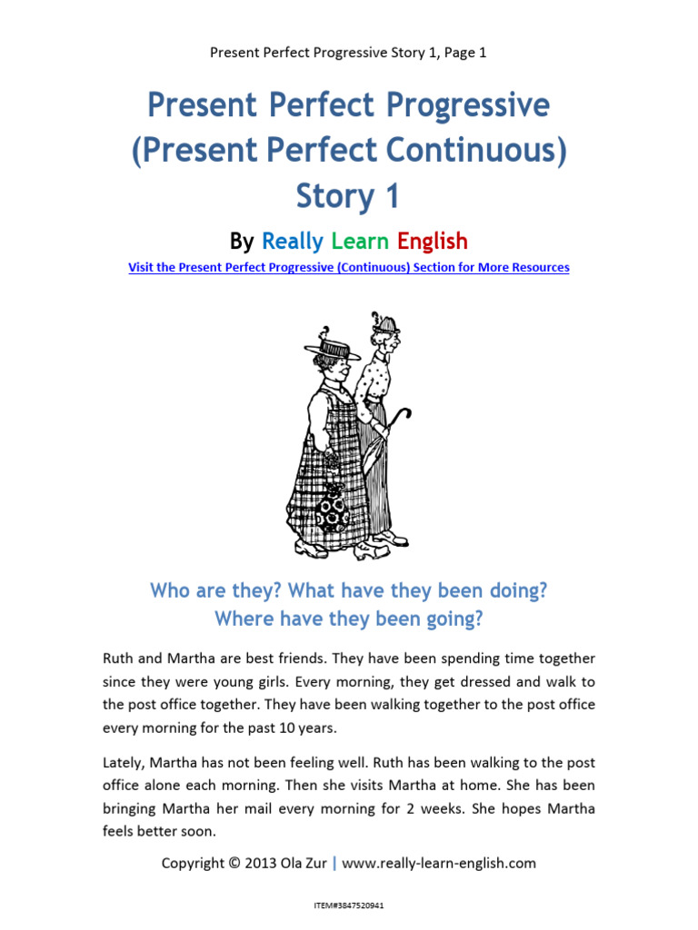 Present Perfect Progressive Story 1 Exercise | PDF | Question ...