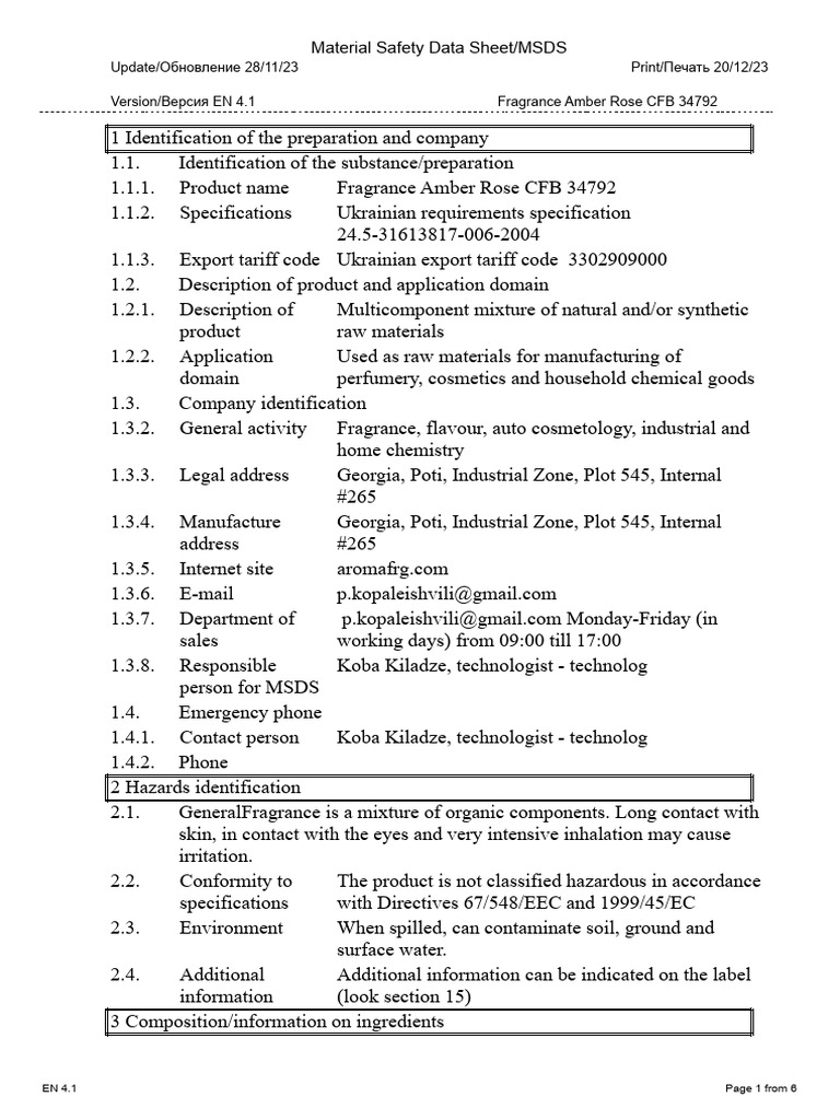 msds_en_15464______ | PDF | Perfume | Combustion msds_en_15464______ | PDF | Perfume | Combustion