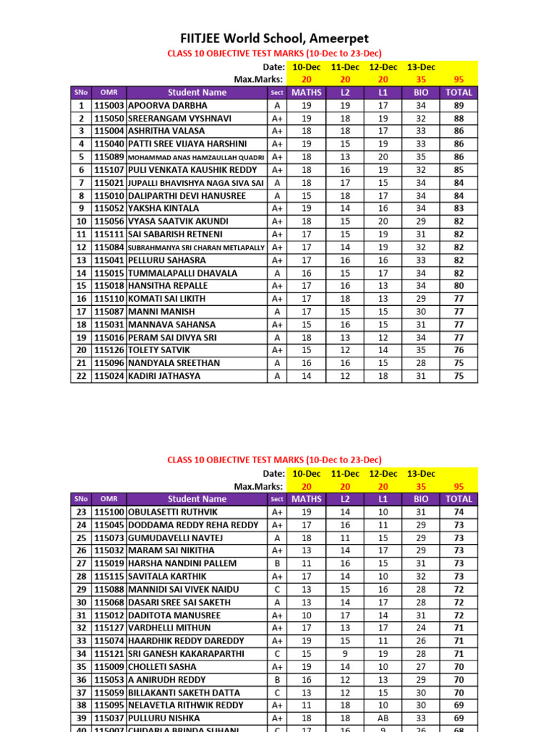 Class 10 Objective Marks-3 | PDF