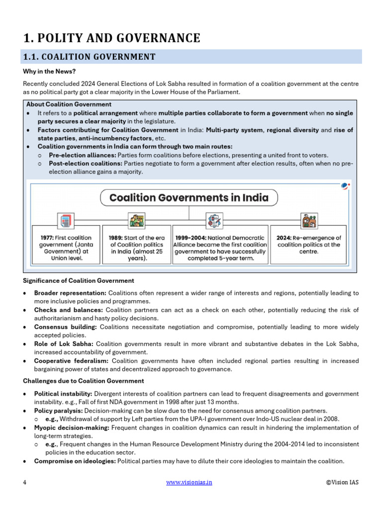 Vision Ias Polity June 2024 Pdf Electoral District Political Parties