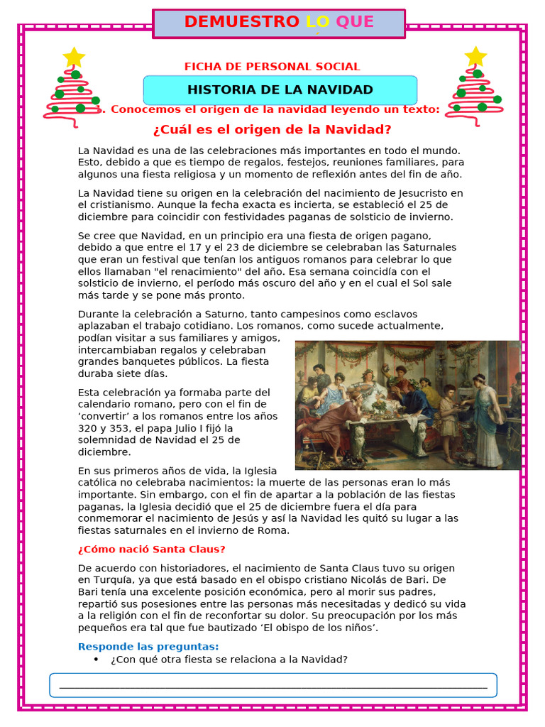 Ficha Personal - Historia de La Navidad | PDF | Navidad | Papá Noel