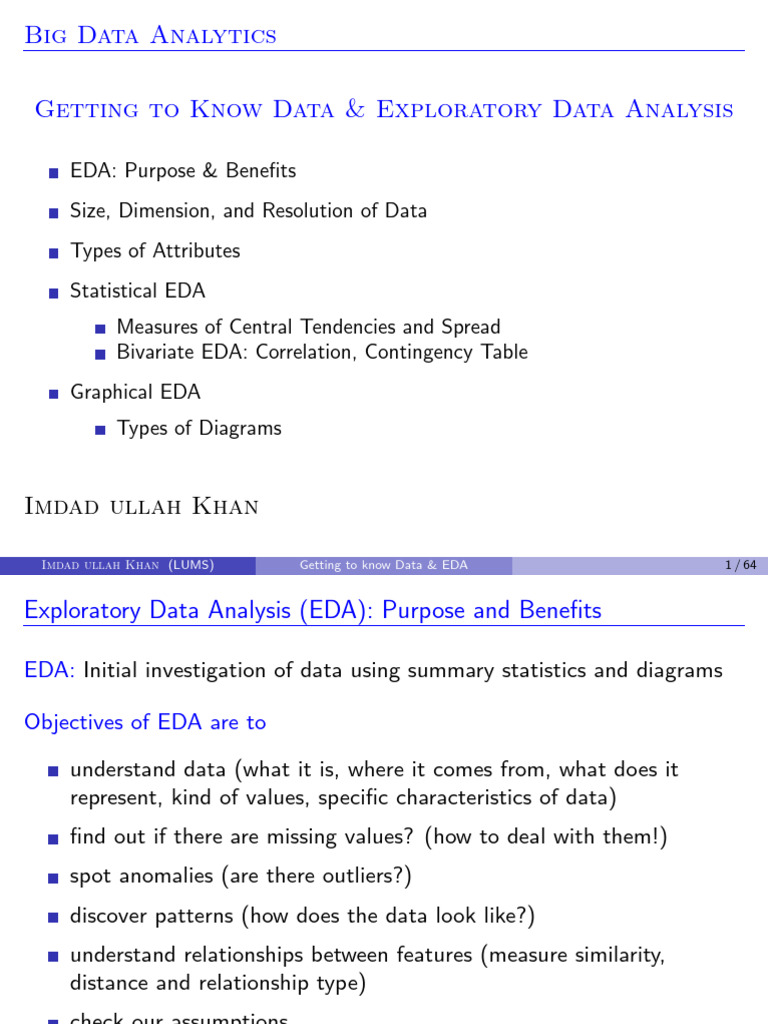 Lec 2 Getting To Know Data EDA | PDF | Histogram | Mode (Statistics)