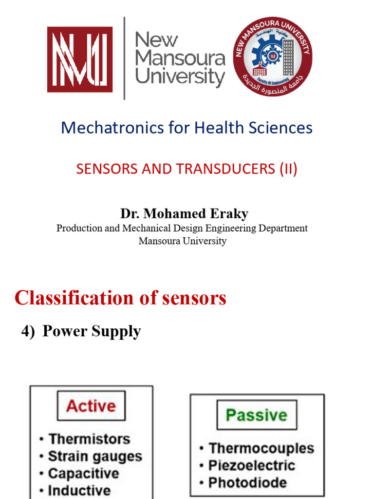 Lecture 9 - Mechatronics For Health Sciences | PDF | Accuracy And Precision | Sensor