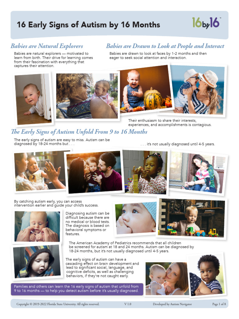 16 Early Signs of Autism by 16 Mos (8 PGS) | PDF | Autism Spectrum ...