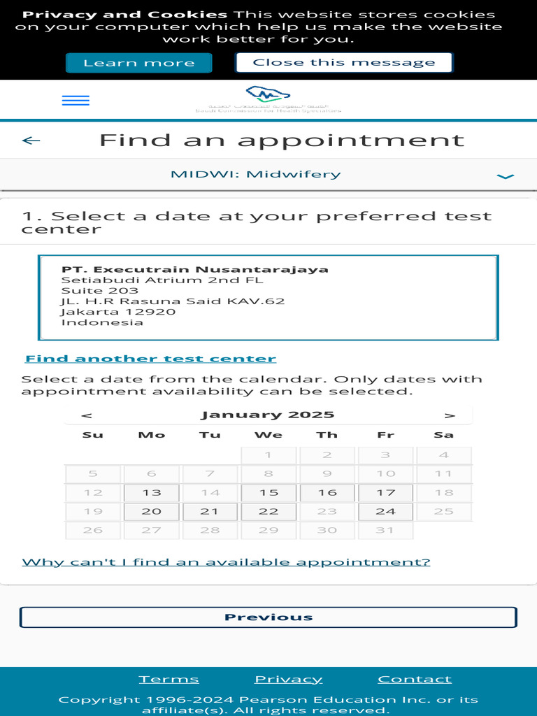 Pearson VUE - Find An Appointment | PDF