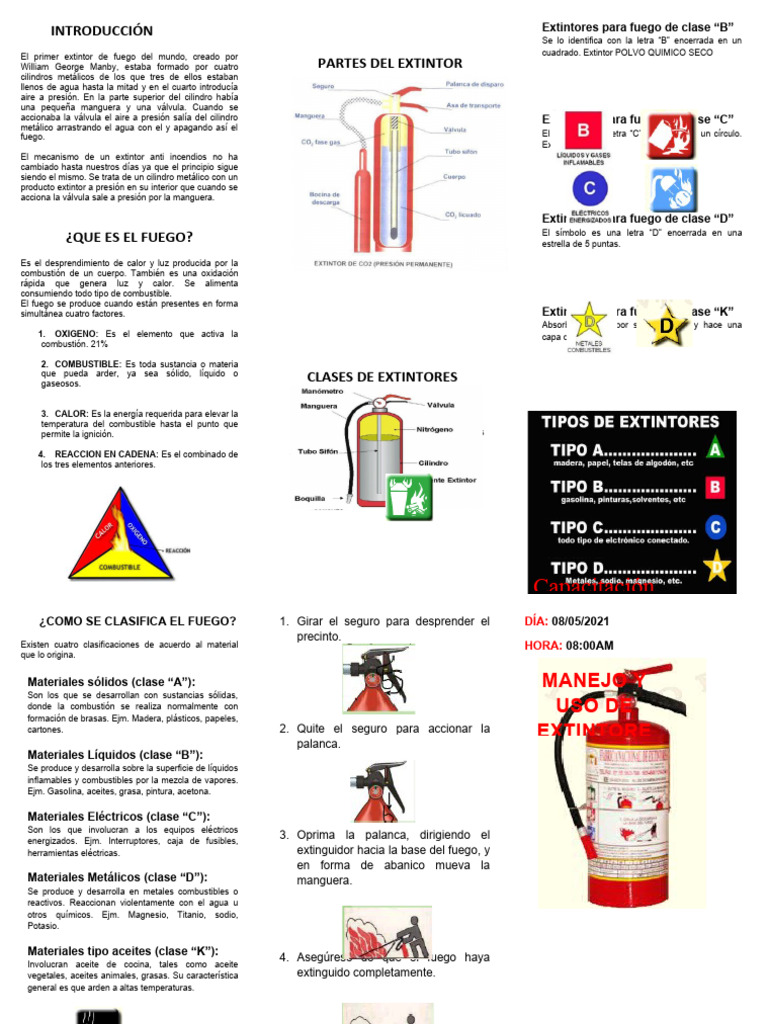 Triptico de Uso de Extintores | PDF | Incendios | Combustión