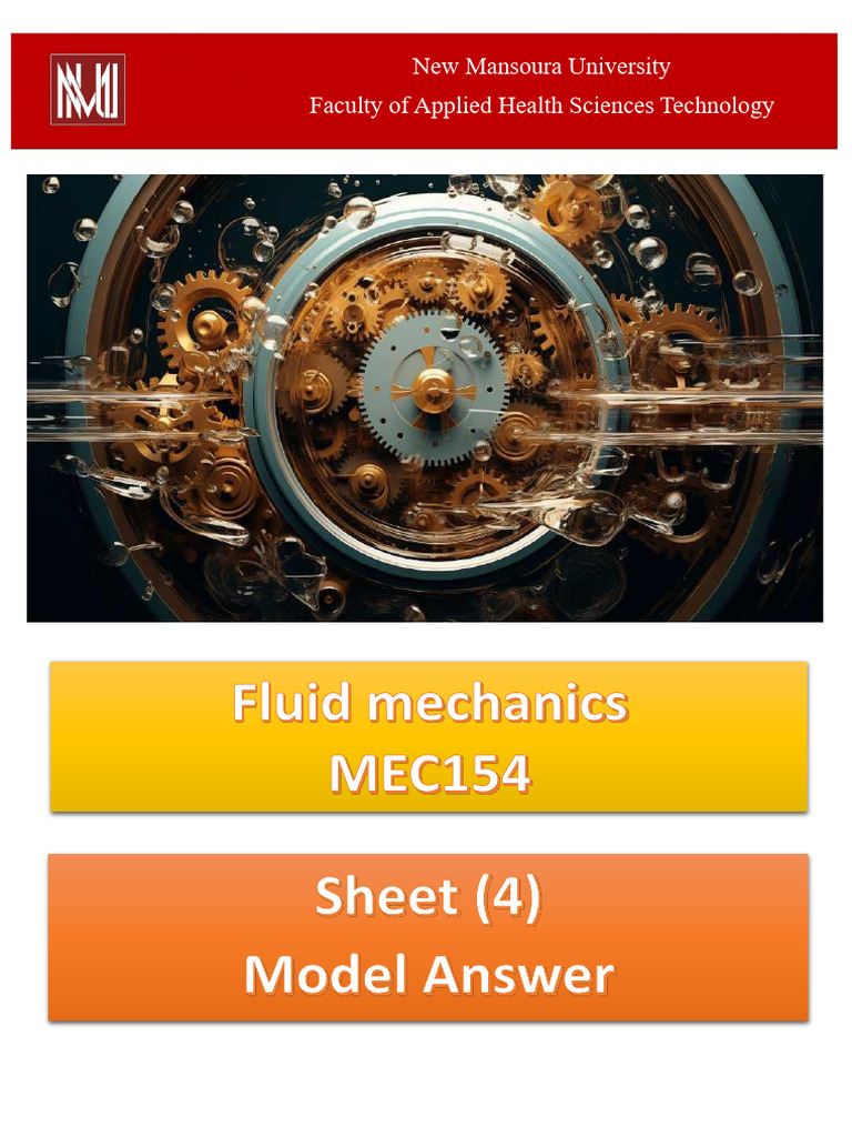 sheet 4 fluid answer | PDF | Flow Measurement | Fluid Dynamics