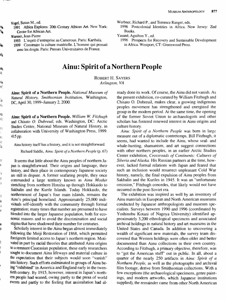 Ainu Spirit of A Northern People Ainu SP | PDF | Museum | Empire Of Japan