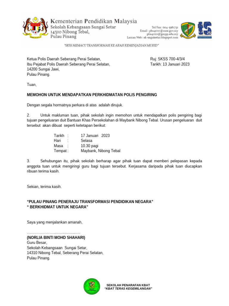 surat polis pengiring | PDF