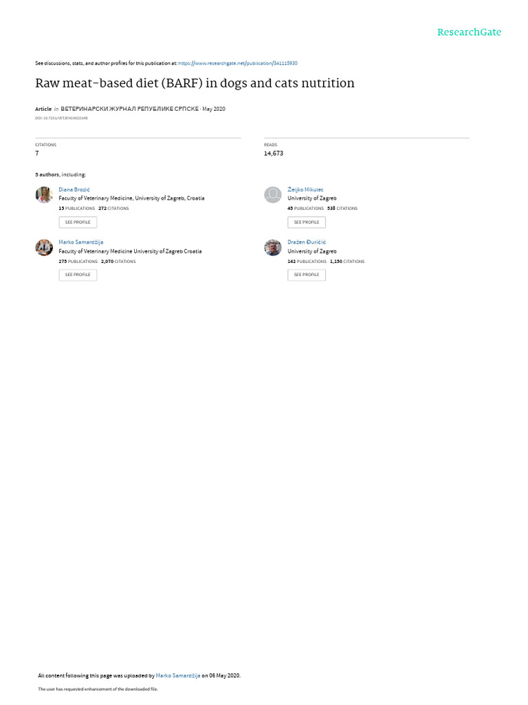 Raw_meat-based_diet_BARF_in_dogs_and_cats_nutritio | PDF | Animals And ...