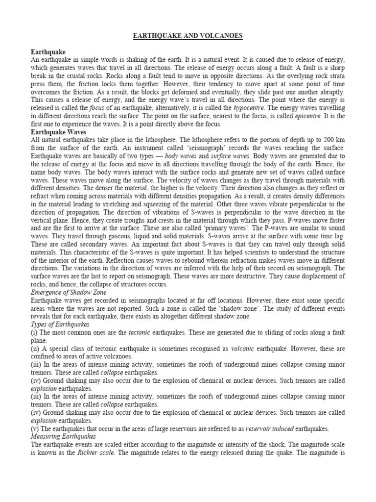 Topic 5 Earthquake and Volcanoes | PDF | Volcano | Earthquakes