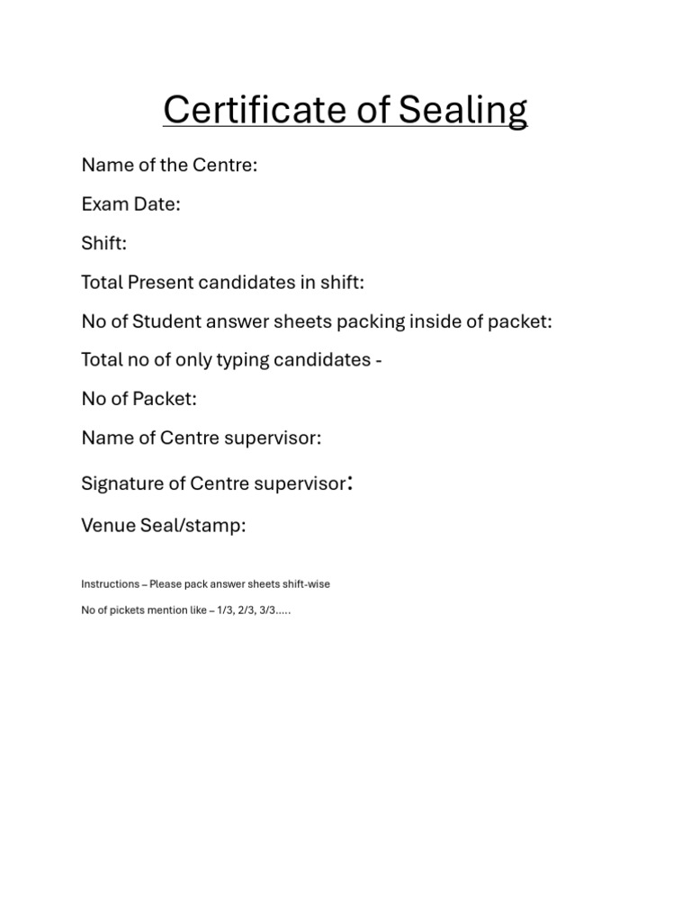 Exam Answer Sheet Packing Guide | PDF