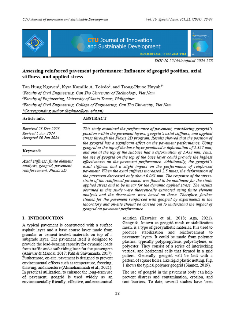Assessing reinforced pavement performance 2024 | PDF | Deformation ...