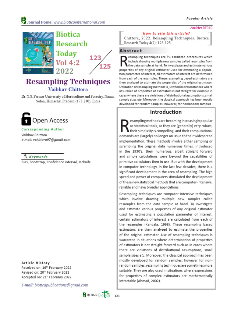 Resampling Technique | PDF | Resampling (Statistics) | Bias Of An Estimator