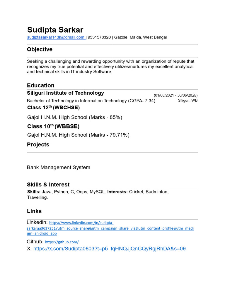 Sudipta Resume | PDF