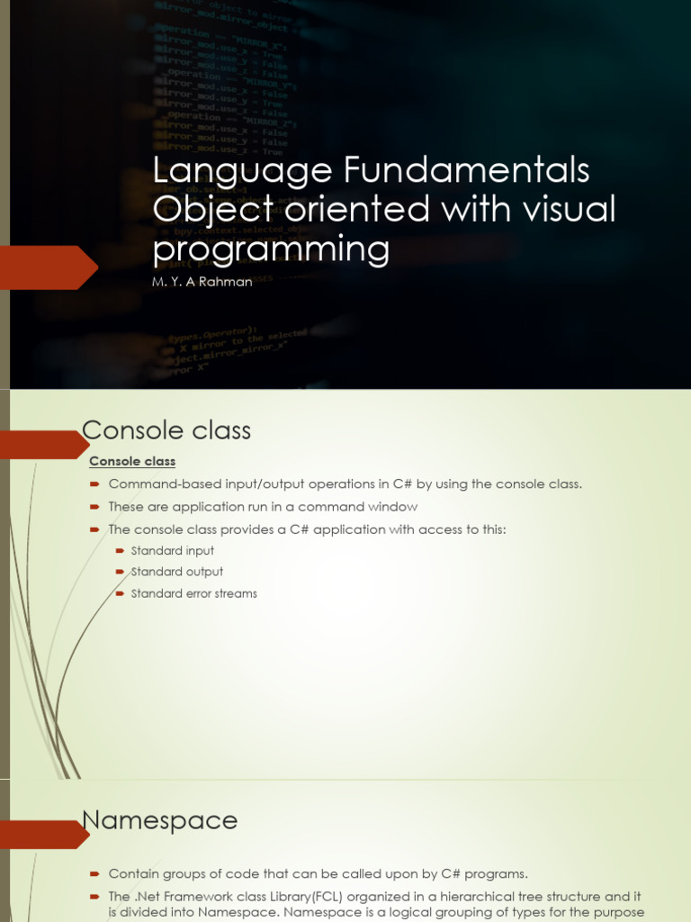Lecture 02 Programming Fundamentals Pdf C Sharp Programming Language Information 7033