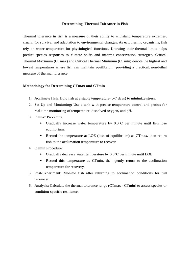 Measuring Fish Thermal Tolerance | PDF