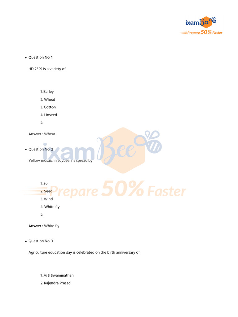 NSCL Management Trainee Exam Questions | PDF | Seed