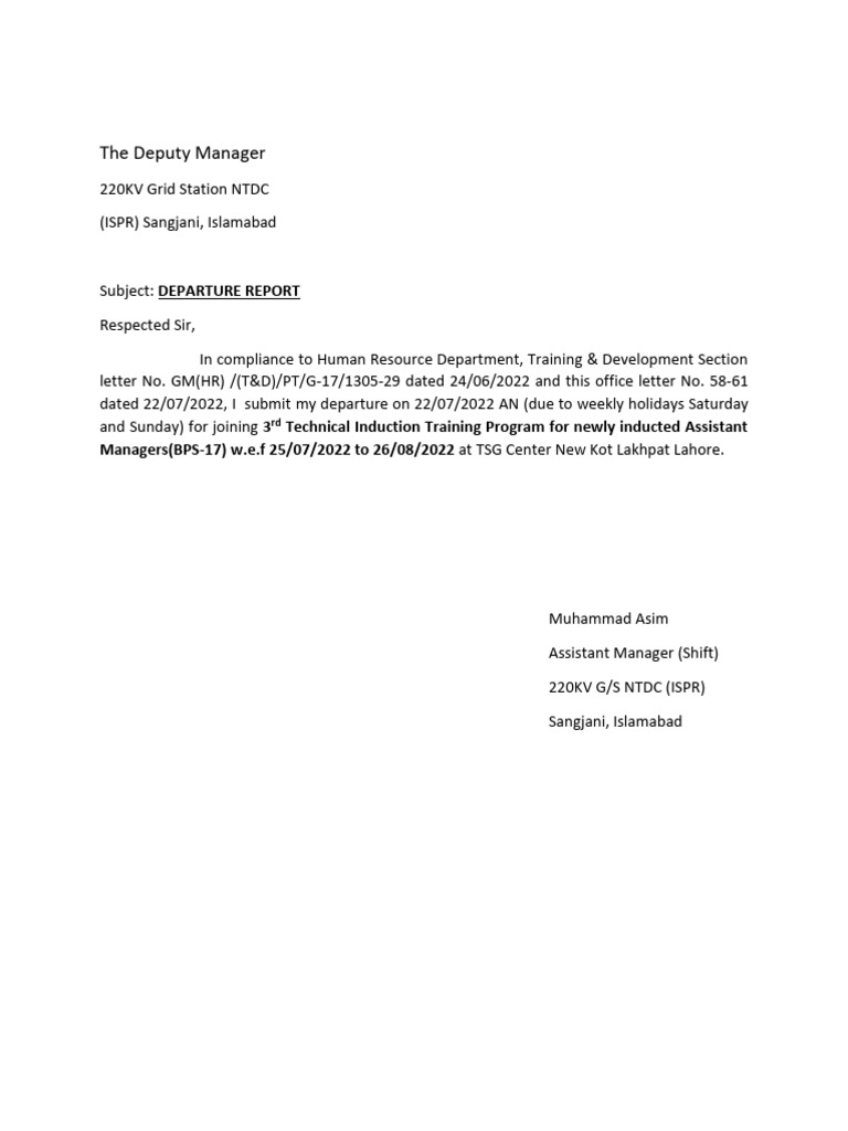 Departure Letter | PDF