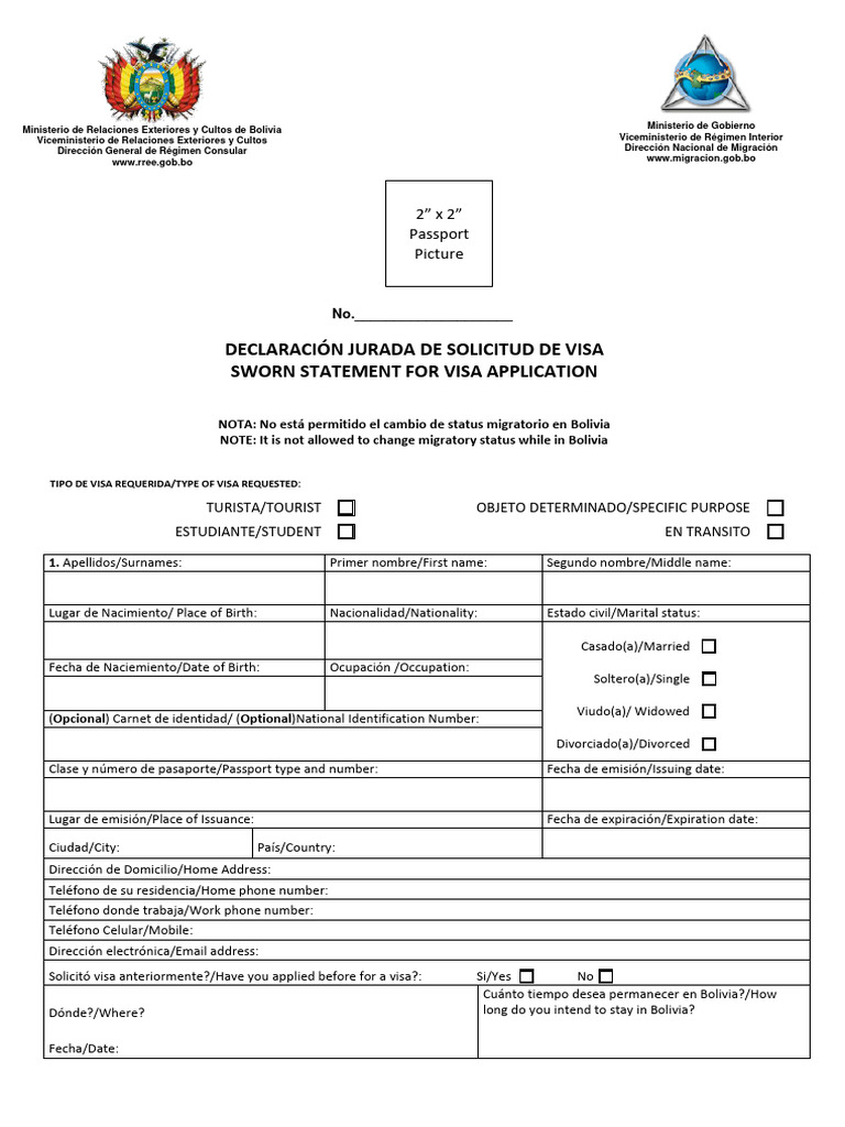Declaracion Solicitud de Visa | PDF | Gobierno y personalidad