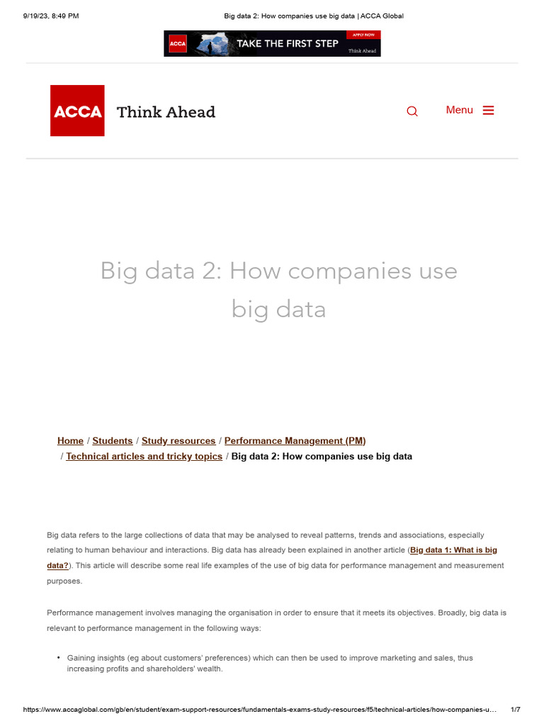 Big Data 2 - How Companies Use Big Data - ACCA Global | PDF | Big Data ...